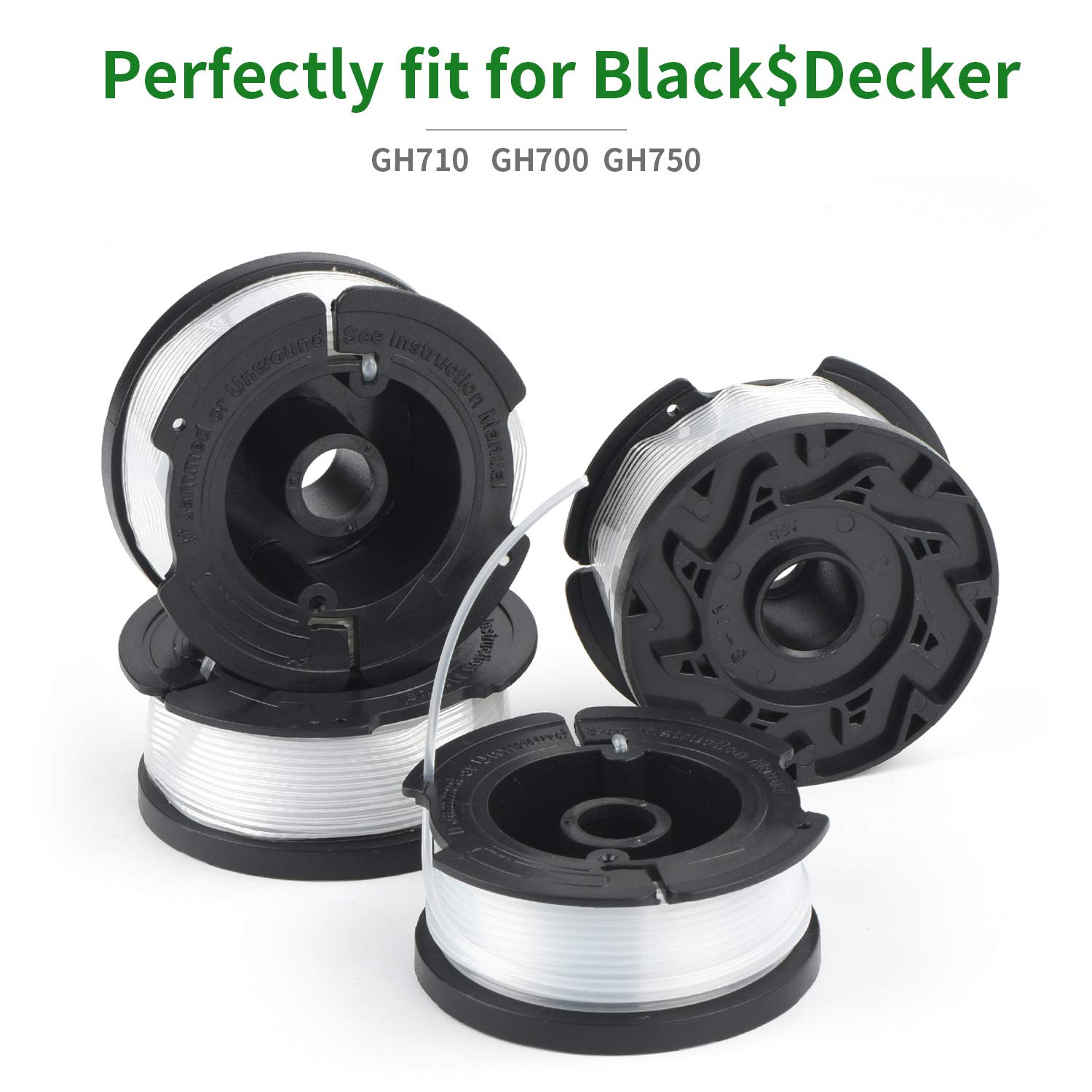 YDSL 4-Pack String Trimmer Replacement Spool for Black and Decker AF-100 Autofeed Weed Eater Spool 30 Feet/0.065 Inches