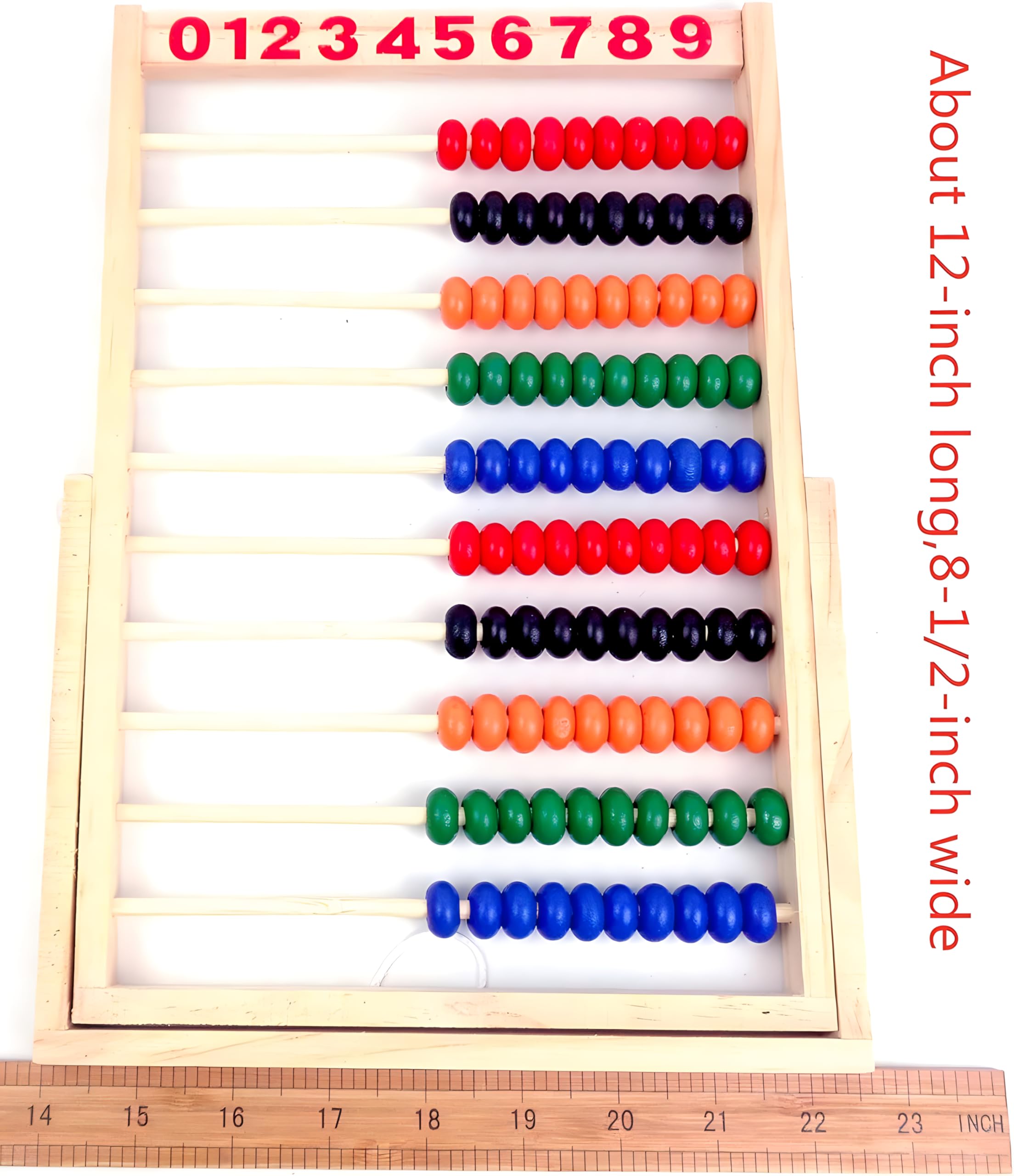 MAGIKON Wooden Counting Number Frame, 10 Rows Abacus for Kids Learning Math (11-1/2-Inch)