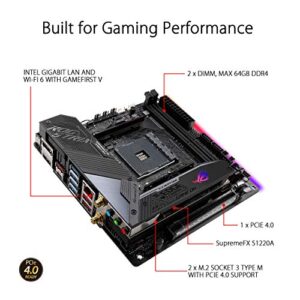 ASUS ROG Strix X570-I Gaming, X570 Mini-ITX Gaming Motherboard, AMD Ryzen 3000 with PCIe 4.0, WiFi 6 (802.11ax), Intel Gigabit Ethernet, SATA 6Gb/s