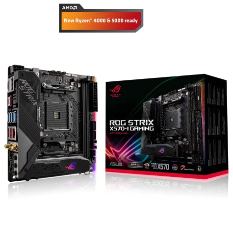 ASUS ROG Strix X570-I Gaming, X570 Mini-ITX Gaming Motherboard, AMD Ryzen 3000 with PCIe 4.0, WiFi 6 (802.11ax), Intel Gigabit Ethernet, SATA 6Gb/s