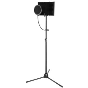 agptek microphone studio recording kit with microphone isolation shield, adjustable wind screen bracket stand, pop filter, for vocal acoustic recording and podcasting