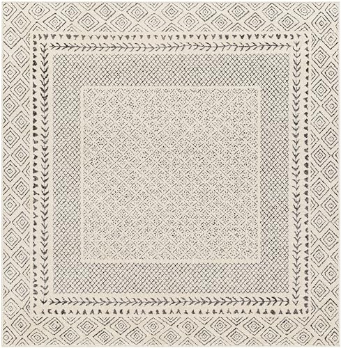 Livabliss Melodie Boho Farmhouse Area Rug,6'7" Square,Beige