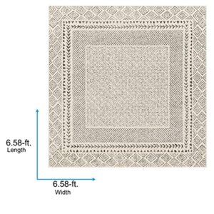 Livabliss Melodie Boho Farmhouse Area Rug,6'7" Square,Beige