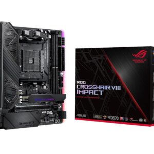 Asus ROG (X570) Crosshair VIII Impact, AMD, AM4, Ryzen 3000, (Mini-DTX) SFF Gaming Motherboard with PCIe 4.0, On-board Wifi 6 (802.11Ax), Intel LAN, SATA 6GB/s, USB 3.2 Gen 2, SO-DIMM.2 and Aura Sync