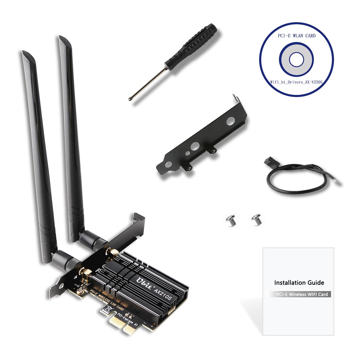 Ubit AX210 WiFi 6E PCIe Wireless WiFi Card Up to 5400Mbps(6GHz/5GHz/2.4GHz),BT5.2,OFDMA,MU-MIMO,Support Win 10 64bit Only