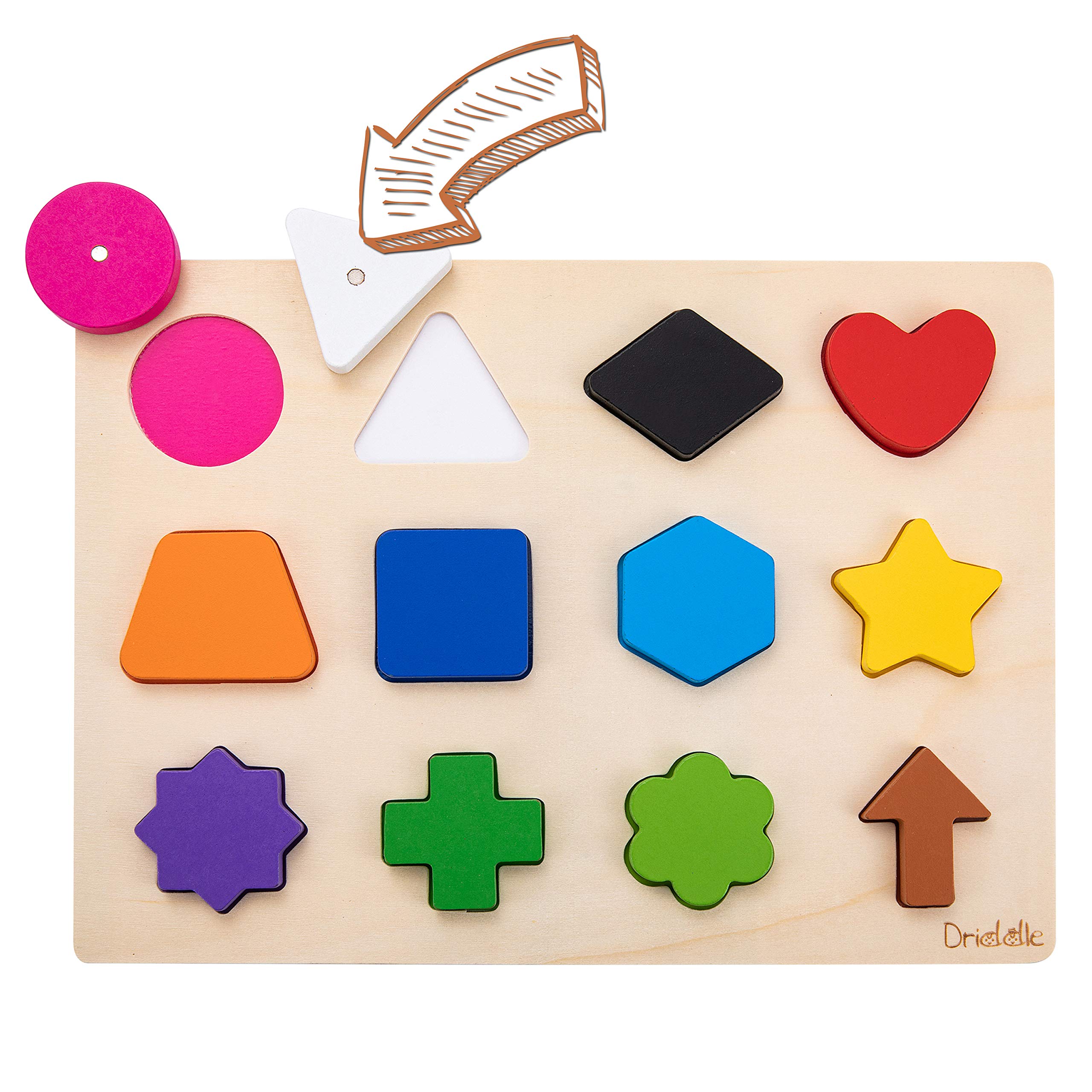 Magnetic Wooden Educational Shape Puzzle - Learn Colors & Shape Recognition Toy – Toddler Preschool Game – Kids Montessori Education