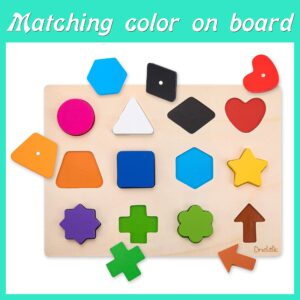 Magnetic Wooden Educational Shape Puzzle - Learn Colors & Shape Recognition Toy – Toddler Preschool Game – Kids Montessori Education