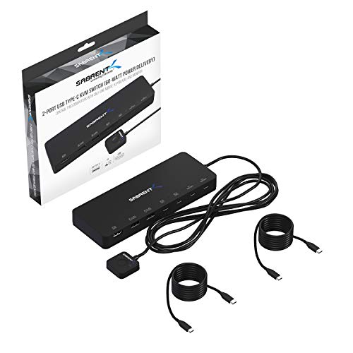 SABRENT KVM Switch, USB-C, 1-PC to 1-Display with 60 Watt Power Delivery (USB-KCPD)