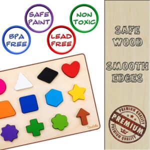 Magnetic Wooden Educational Shape Puzzle - Learn Colors & Shape Recognition Toy – Toddler Preschool Game – Kids Montessori Education