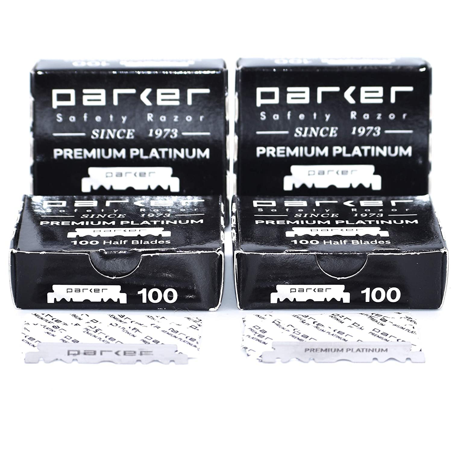 Parker Premium Platinum 1/2 Blades, 400 COUNT/400 BLADES - For Professional Barber Razors, Shavette Razors and Disposable Blade Straight Razors that accept Half of a Double Edge Razor Blade