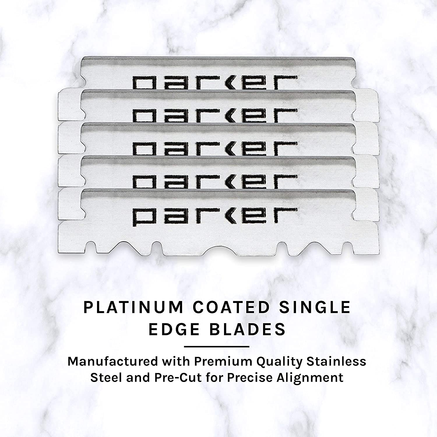 Parker Premium Platinum 1/2 Blades, 400 COUNT/400 BLADES - For Professional Barber Razors, Shavette Razors and Disposable Blade Straight Razors that accept Half of a Double Edge Razor Blade