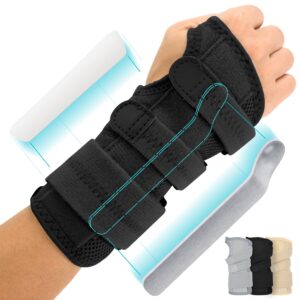 vive carpal tunnel wrist brace (left or right) - arm compression hand support splint - for men, women, kids, bowling, tendonitis, arthritis, athletic pain, sports, golf - universal adjustable fit