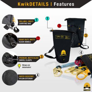 KwikSafety - Charlotte, NC - TSUNAMI KIT [Premium BRAIDED ROPE] Vertical Lifeline, 1D Ring Safety Harness, Lightweight Tool Lanyard, Roof Anchor, 20L Dry Bag ANSI OSHA Fall Arrest System / 100 FT.