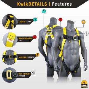 KwikSafety - Charlotte, NC - TSUNAMI KIT [Premium BRAIDED ROPE] Vertical Lifeline, 1D Ring Safety Harness, Lightweight Tool Lanyard, Roof Anchor, 20L Dry Bag ANSI OSHA Fall Arrest System / 100 FT.