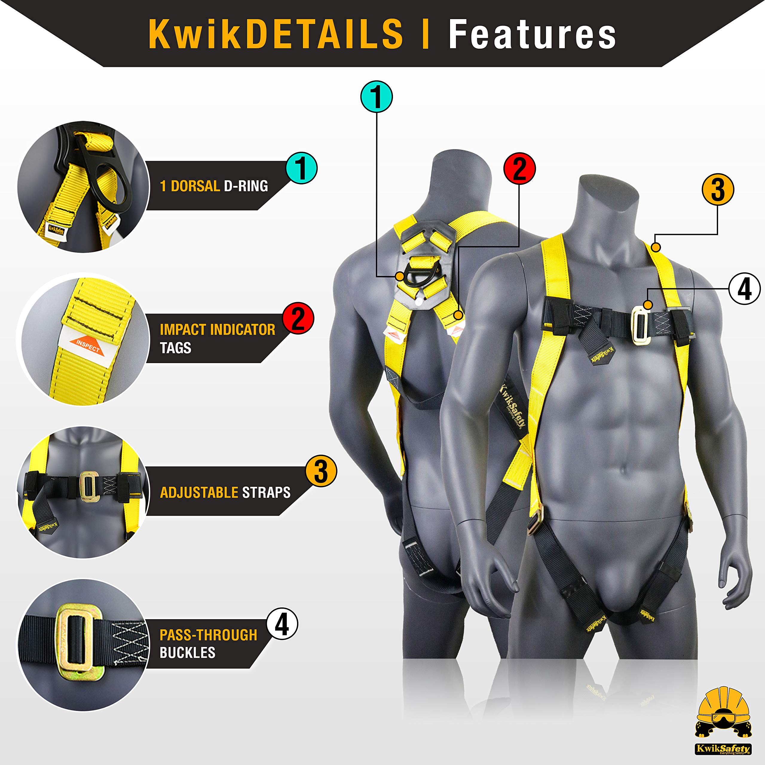 KwikSafety - Charlotte, NC - TSUNAMI KIT [Premium BRAIDED ROPE] Vertical Lifeline, 1D Ring Safety Harness, Lightweight Tool Lanyard, Roof Anchor, 20L Dry Bag ANSI OSHA Fall Arrest System / 100 FT.