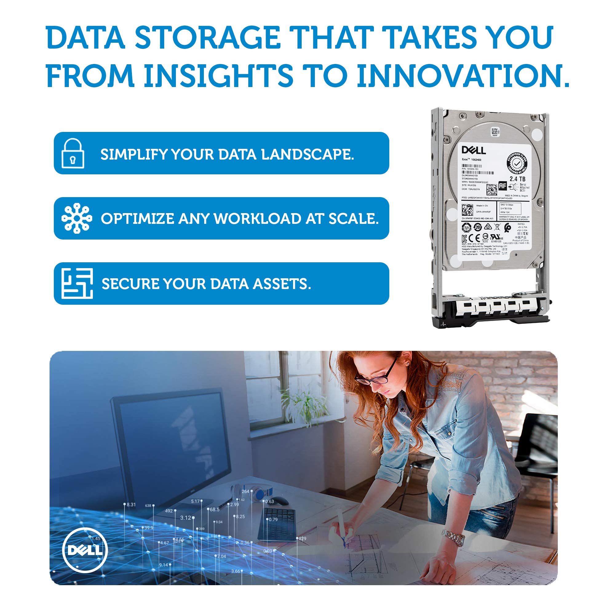 Dell 400-AUQX 2.4TB 10K SAS 2.5-Inch PowerEdge Enterprise Hard Drive in 13G Tray Bundle with Compatily Screwdriver Compatible with 400-AVBX W9MNK R720 R730 R630