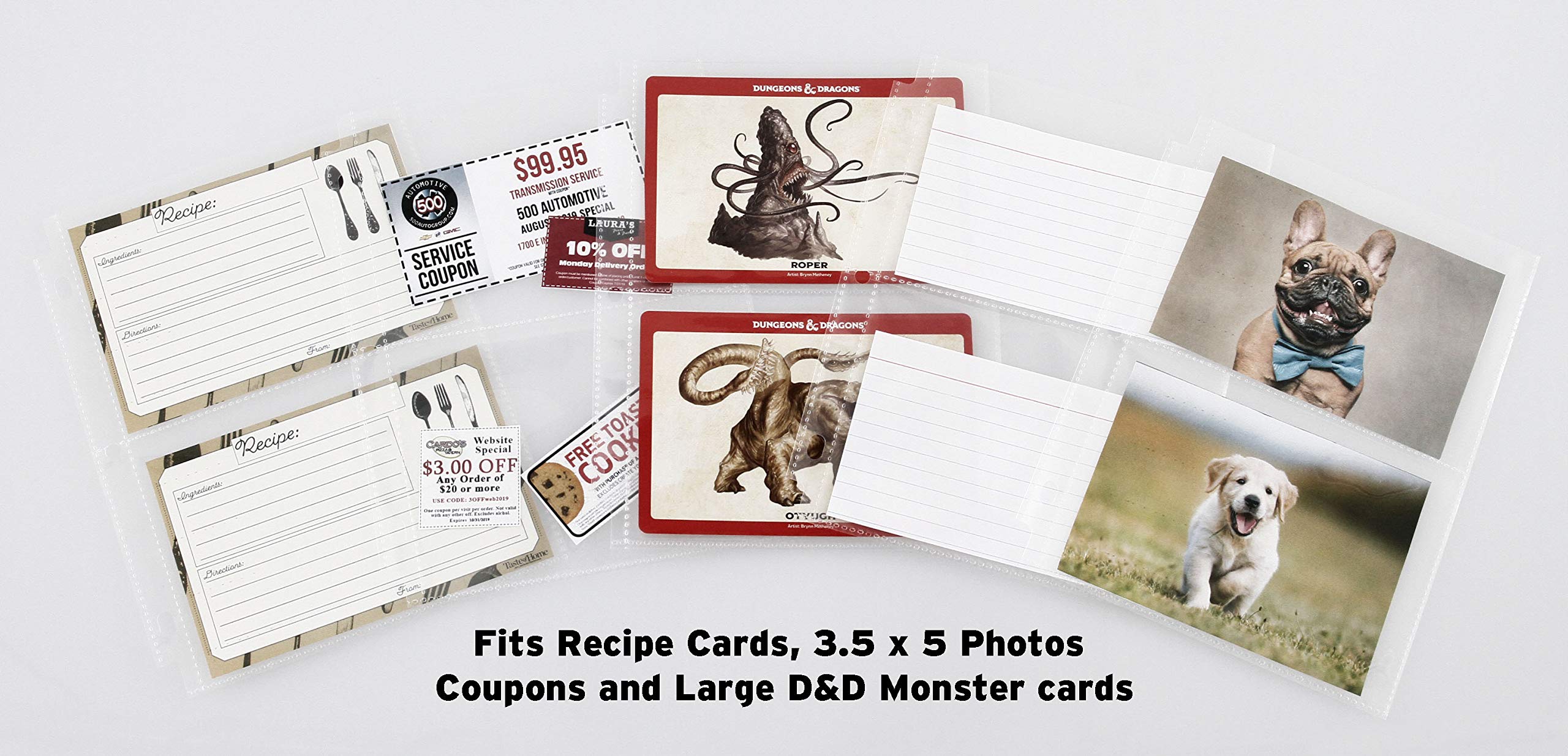 Forged Dice Co. 2 Pocket Pages Pack of 30-3.75" x 5.25" Pocket - 6" x 8" Page Size - Fits Mini Binder 3 Ring Binders Planners and Monster Card Binder - Holds Monster Cards 3.5x5 Index Cards Coupons