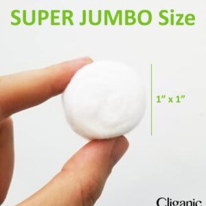 Cliganic Organic Super Jumbo Cotton Balls (100 Count) - Hypoallergenic, Absorbent, Large Size, 100% Pure