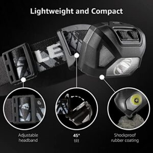 LE 320015 Battery Powered Headlamp - 1500Lux Super Bright LED Head Lamp with Red Light, IPX4 Waterproof Headlights for Outdoor Camping, Hiking, Hunting, Power Outages, Emergency, Hurricane, 2 Packs