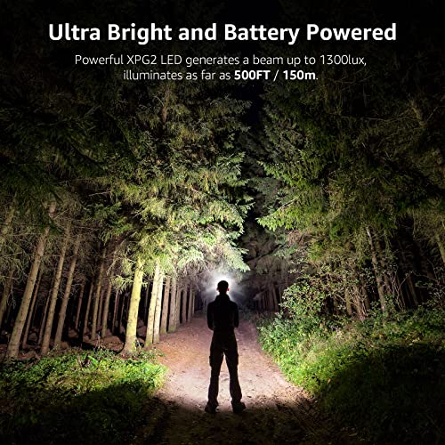 LE 320015 Battery Powered Headlamp - 1500Lux Super Bright LED Head Lamp with Red Light, IPX4 Waterproof Headlights for Outdoor Camping, Hiking, Hunting, Power Outages, Emergency, Hurricane, 2 Packs