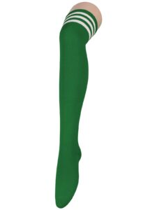 century star women's colorful thigh high socks halloween coplay over the knee socks cheerlead costumes for athletic green white one size