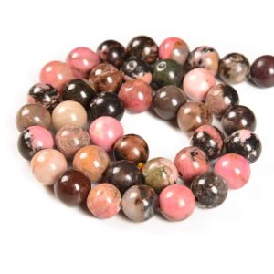 Nancybeads 60pcs 6mm Natural Red Black Rhodonite Gemstone Round Spacer Loose Stone Beads for Jewelry Making 15.5" 1 Strand (Red Black Rhodonite, 6mm 60Beads)