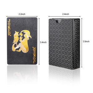 Joyoldelf Cool Black Playing Cards, Waterproof Black-Gold Foil Poker Cards with Gift Box, Great for Magic,Water Card Games and Party