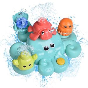 fun little toys bath toys for toddlers, 5 pcs bath tub toys set, spray water toys for kids, best gifts for boys & girls