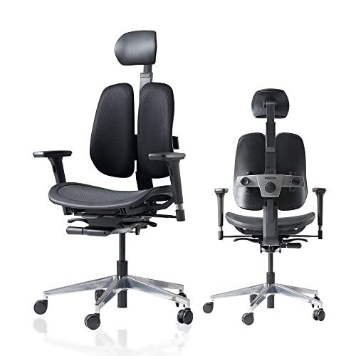 Duorest [Dual-backrests Alpha - Ergonomic Office Chair, Home Office Desk Chairs, Executive Office Chair, Best Office Chair for Lower Back Pain, Mesh Office Chair, Office Desk Chair (Black)