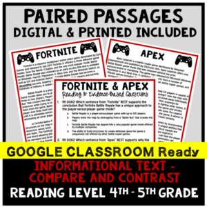 digital paired text (paired passages) 4th-5th grade reading level - common core aligned