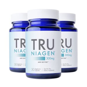 tru niagen - patented nicotinamide riboside nad+ supplement. nr supports cellular energy metabolism & repair, vitality, healthy aging of heart, brain & muscle - 30 servings / 30 capsules - pack of 3