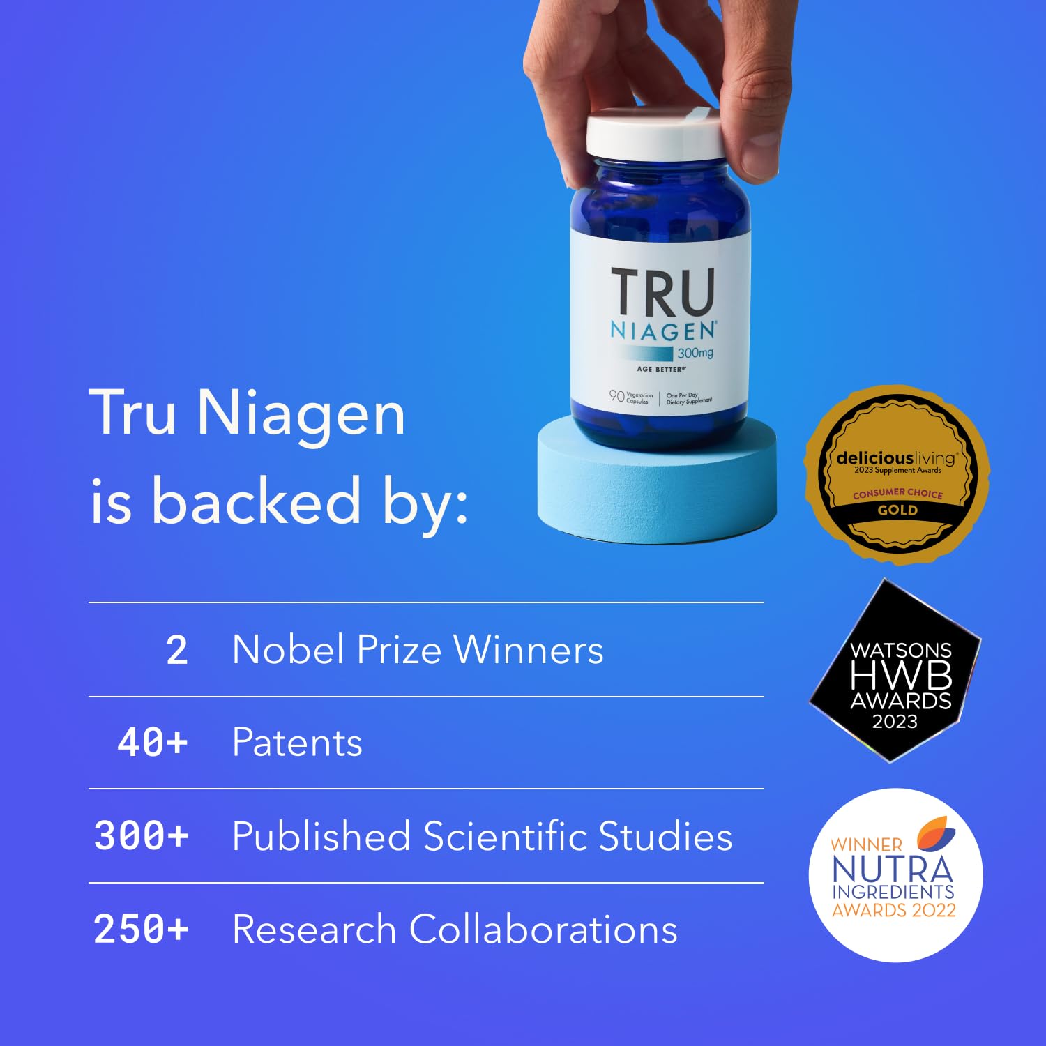 TRU NIAGEN - Patented Nicotinamide Riboside NAD+ Supplement. NR Supports Cellular Energy Metabolism & Repair, Vitality, Healthy Aging of Heart, Brain & Muscle - 30 Servings / 30 Capsules - Pack of 3