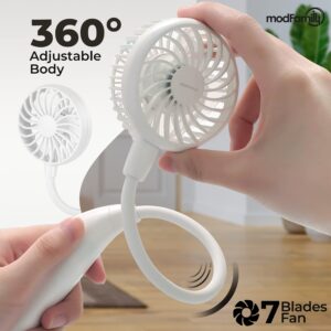 Modfamily Portable Neck Fan - Versatile 360° Rotatable Neck Fan with 3 Modes, Rechargeable Battery.