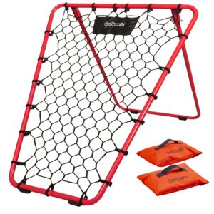 gosports basketball rebounder with adjustable frame, rubber grip feet and sandbags - portable passback training aid