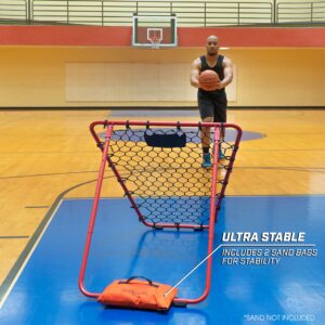 GoSports Basketball Rebounder with Adjustable Frame, Rubber Grip Feet and Sandbags - Portable Passback Training Aid