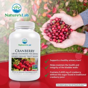 Nature's Lab Cranberry 5400mg – Supports Urinary Tract Health* – Non-GMO Verified, Vegan, Gluten Free – 180 Count (6 Month Supply)