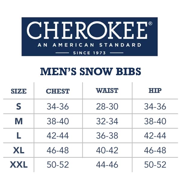 Cherokee Men's Snow Bib - Insulated Waterproof Snow Pants Ski/Snowboard Overalls (M-2XL), Size X-Large, Black