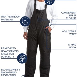 Cherokee Men's Snow Bib - Insulated Waterproof Snow Pants Ski/Snowboard Overalls (M-2XL), Size X-Large, Black