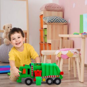 Playkidz Kids 15" Garbage Truck Toy with Lights, Sounds, and Manual Trash Lid, Interactive Early Learning Play for Kids, Indoor and Outdoor Safe, Heavy Duty Plastic