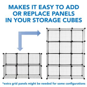 Work-It! 24 Piece Storage Cube Connector | Fits Modular Storage Cube Organizers with 0.16" Wire Diameter, Black