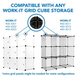 Work-It! 24 Piece Storage Cube Connector | Fits Modular Storage Cube Organizers with 0.16" Wire Diameter, Black