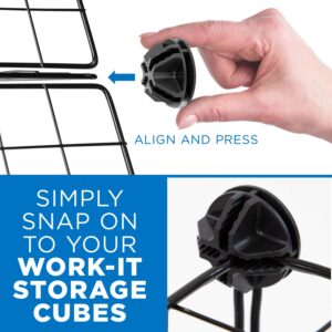 Work-It! 24 Piece Storage Cube Connector | Fits Modular Storage Cube Organizers with 0.16" Wire Diameter, Black