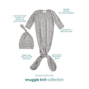 aden + anais Snuggle Knit Newborn Gift Set with Knotted Baby Gown, Swaddle Blanket, Infant Hat, and Bandana Bib, 0-3 Months, Heather Grey