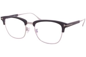 eyeglasses tom ford ft 5590 -f-b 002 matte black, shiny dark ruthenium/blue blo