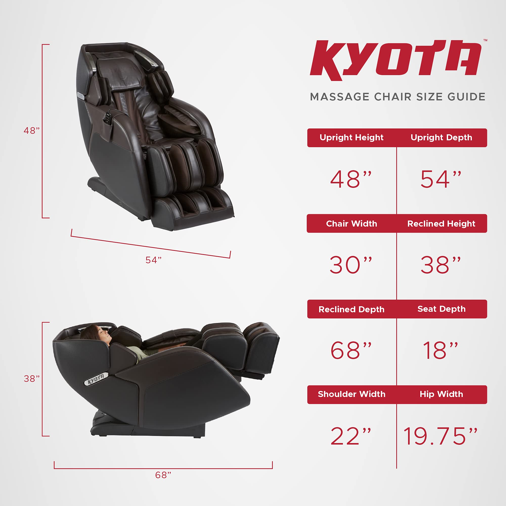 Kyota M673 Kenko 3D Zero Gravity Massage Chair (Brown), with Full-Body Massage, Extra Long Calf Reflexology Foot Rollers, Wireless Speakers, Massage Chairs Great for at-Home Therapy