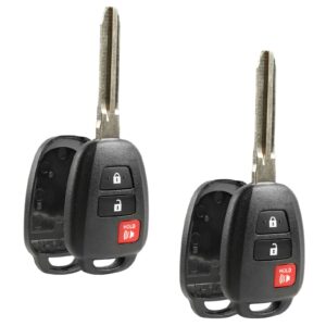 key fob shell fits 2013-2016 toyota prius c rav4 keyless entry remote case & pad (hyq12bdm), set of 2