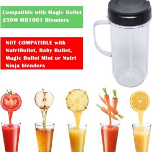 22OZ Magic Bullet Blender Cups, Tall 22oz Cup with Cross Blade,250W MB1001 Replacement Parts Compatible with Magic Bullet Blender Juicer Mixer