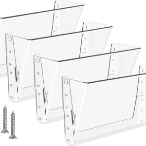 MaxGear Acrylic Wall File Organizer 4 Pockets, Clear Wall Mounted File Holder, Plastic Hanging Paper Organizer, Wall Bins for office, School and home, 13x4x7 inches