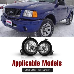 AUTOWIKI Fog Lights For Ford Ranger 2001-2003 Fog Light Assembly 2PCS OEM Replacement Fog Lamps