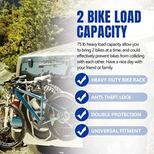 BUNKER INDUST 2-Bike Spare Tire Rack Adjustable Bolt-On Spare Tire Rack,75 lb. Capacity Spare Tire Bicycle Carrier